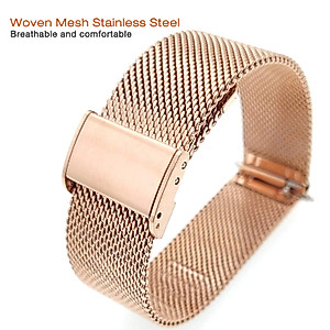Abanen for Garmin Venu 2 Plus/Venu Sq 2 / Vivoactive 5 Watch Band, 20mm Quick Release Metal Mesh Stainless Steel Wristband Strap for Vivomove Sport/Trend (Rose Gold)