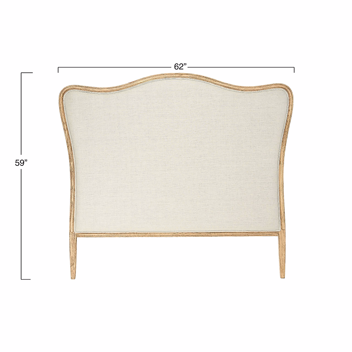 Creative Co-Op, Natural, Queen Modern Farmhouse Solid Oak Wood Headboard with Linen Upholstery, Beige