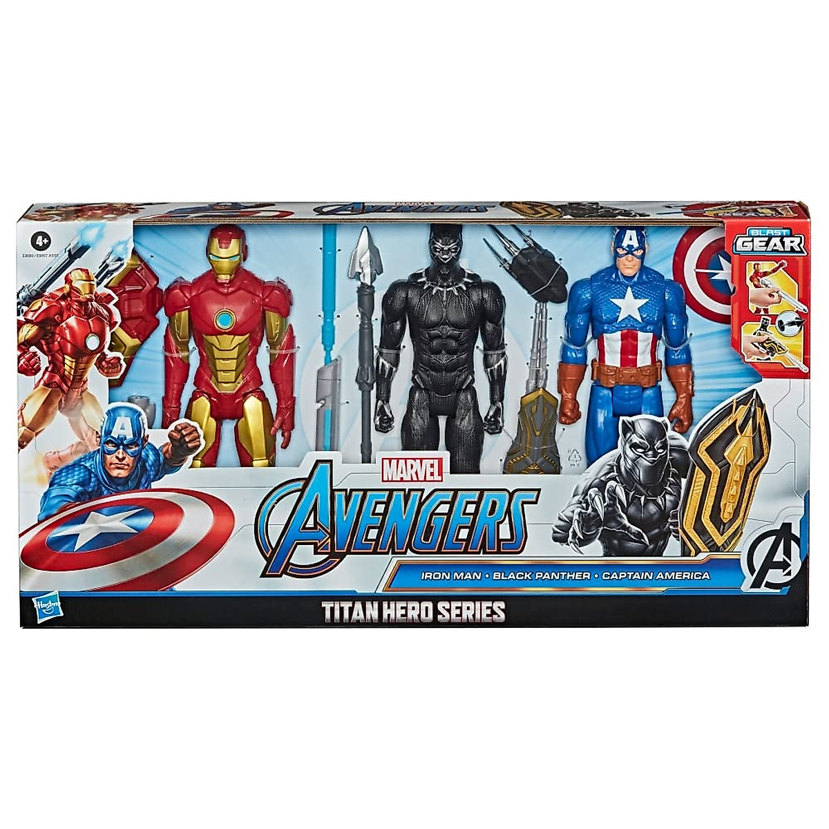 Marvel Avengers Titan Heros Series - Set of 3 Black Panther, Iron Man and Captain America Action Figures - 12
