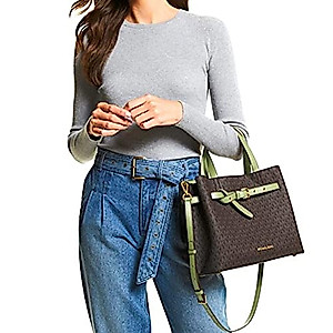 Michael Kors Emilia Lg Triple Compartment Signature Brown Mk Light Sage