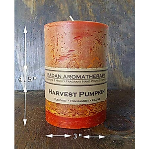 Harvest Pumpkin Spice Cinnamon Clove Scented Pillar Candle Set (3 Piece Set, Rustic, Dark Orange)