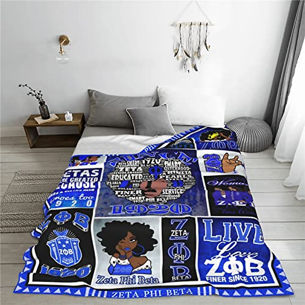 Zeta Phi Sorority Paraphernalia Gifts Zeta Phi Blanket Soft Flannel Throw Blanket Cute for Sofa Bed Living Room 50"x40"
