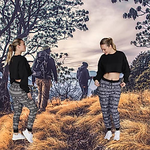 INGEAR Women Super Soft Joggers Casual Sports Harem Running Tie Waist Yoga Pilates Pants Summer and Winter (Black/White Zigzag, Small/Medium)