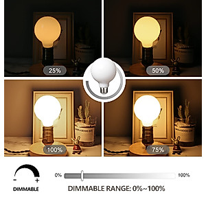 FUTIME G25/G80 LED Globe Light Bulbs, 5W LED Vintage Edison Bulb (40W Equivalent),Warm White 2700K,Dimmable Makeup Mirror Lights for Bedroom, Modern Sputnik Chandelier Light Bulbs Milky Glass 6 Pack