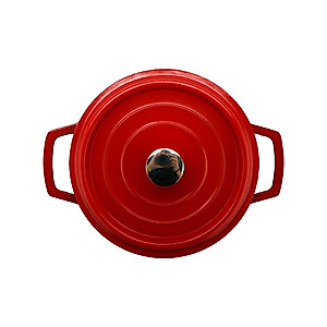 G.E.T. CA-002-RW/CC Heiss® Energy-Efficient Cast Aluminum Mini Dutch Oven with Lid, 8 Ounce, Red/White