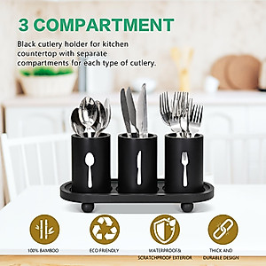 Updesign Silverware Holder with Tray, Kitchen Utensil & Silverware Caddy Organizer Bin Holder for Forks, Spoons, Knives, Utensil Holder Silverware Cutlery Flatware Organizers for Kitchen