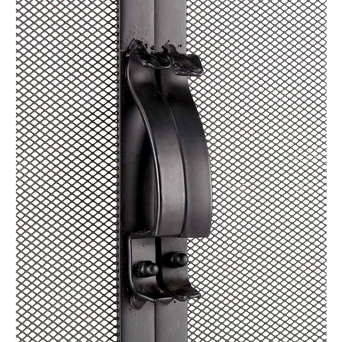 Plow & Hearth Metal Fireplace Screen Flatguard Black | 44" W x 33" H | 2 - Door | Spark Guard Indoor Grate | Iron Fire Place Cover | Wood Burning Stove Decorative Accessories