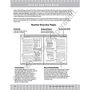 Evan-Moor Daily 6-Trait Writing, Grade 6 Homeschool and Classroom Resource Workbook, Reproducible Worksheets, Teaching Edition, Lesson Plans, Ideas, Organization, Word Choice, Sentence Fluency, Voice