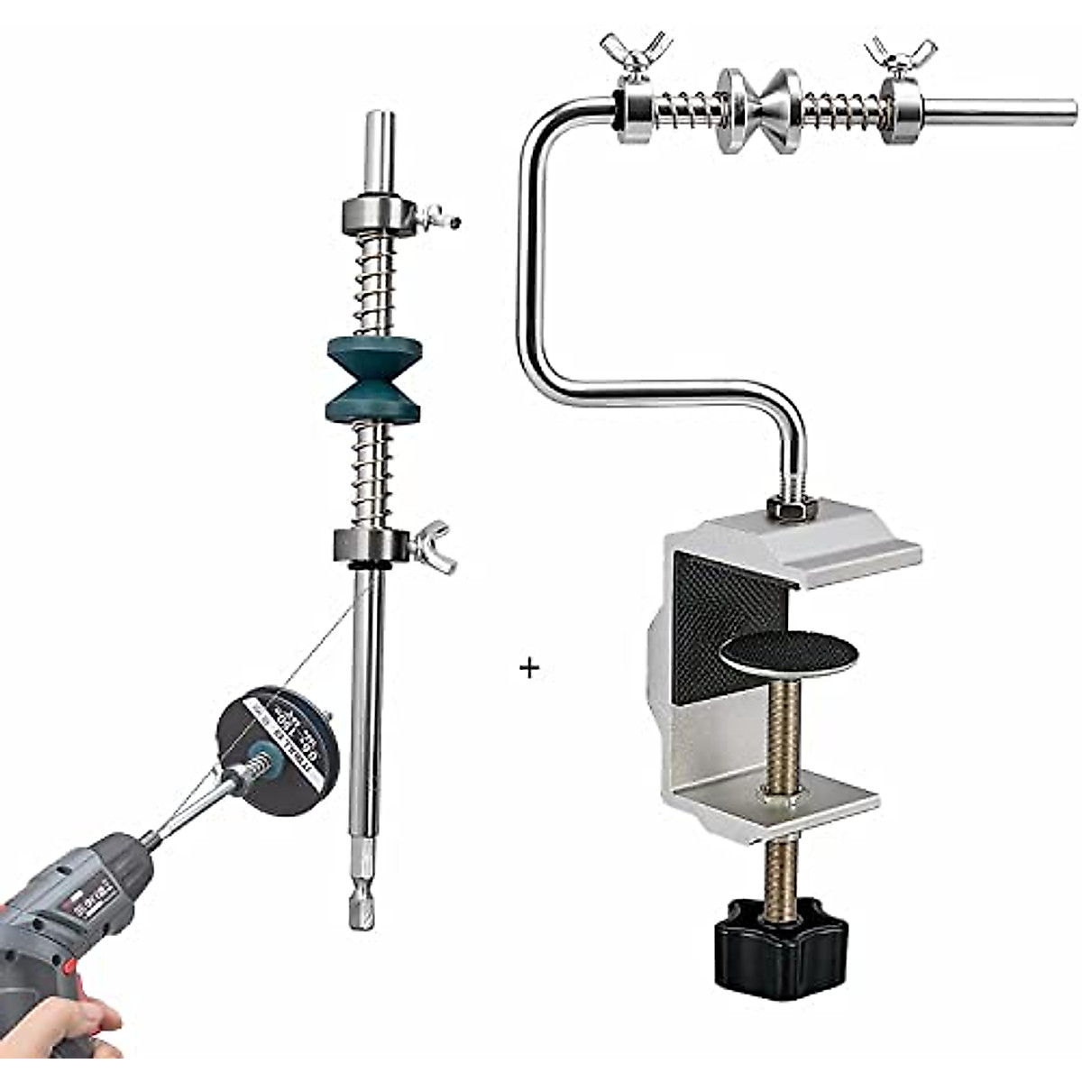 THKFISH Fishing Line Spooler Fishing Line Winder Spooler Fishing Accessories Adjustable Stable Portable Fishing Line Spooler with Clamp A-Long Style+C-Line Remover