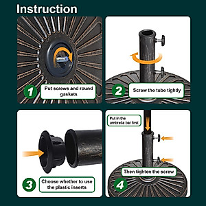 EliteShade USA Umbrella Base Stand Market Patio Outdoor Heavy Duty Umbrella Holder with Concave Radial Pattern,Bronze