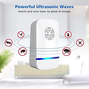 Ultrasonic Pest Repeller 6 Pack, Pest Control Ultrasonic Repellent Electronic Insects Rodents Repellent for Mosquito, Mouse, Cockroaches,Rats,Bug, Spider, Ant, Flies, Home, Warehouse, Kitchen