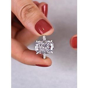 RODIFFY 7CT Elongated Cushion Cut Promise Ring,Simulated Diamond 925 Silver Engagement Ring(8)