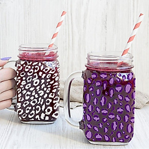 Brown UV DTF Cup Wrap Leopard Printed Rub on Transfers Stickers for Glass Cups Waterproof UV DTF Transfer Cup Stickers Decals for Crafts Ready to Apply Cup Wrap Adhesive Vinyl