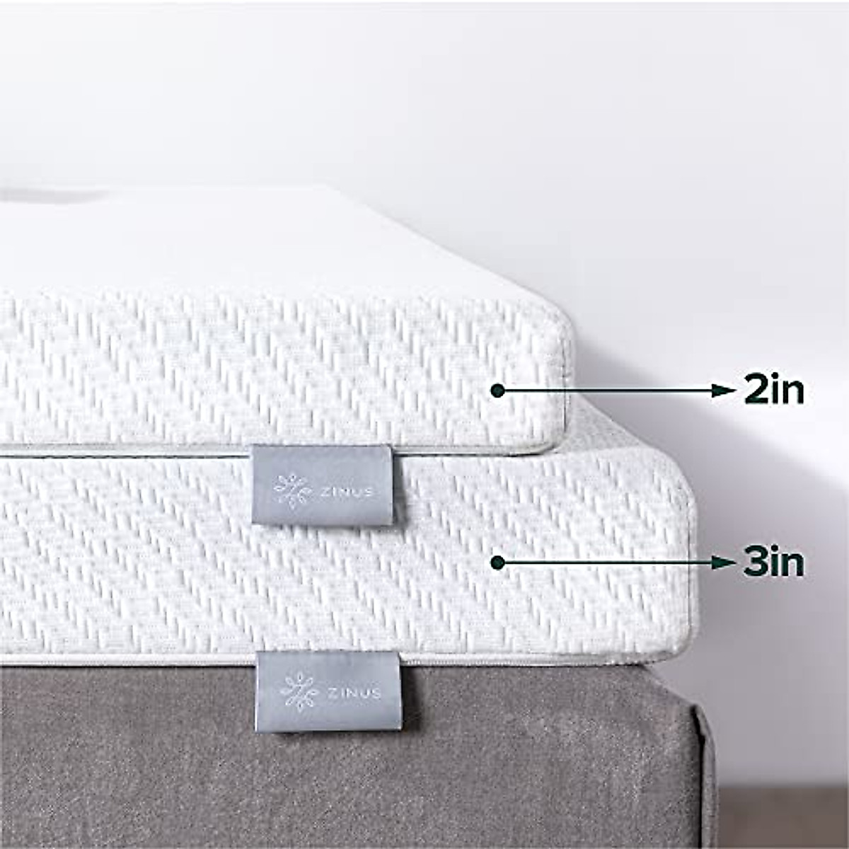 ZINUS 2 Inch Ultra Cooling Gel Memory Foam Mattress Topper with Cooling Cover, CertiPUR-US Certified, Full, White