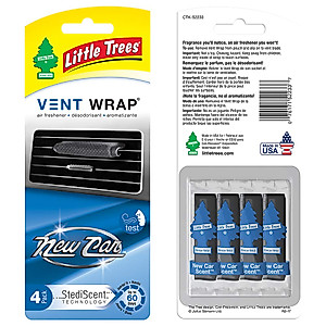 Little Trees Car Air Freshener | Vent Wrap Provides Long-Lasting Scent, Invisibly Fresh! | New Car Scent, 16 count, (4) 4-Packs
