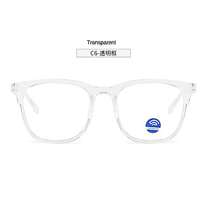 Weloveushop Large Frame Anti-Blue Light Glasses Transparent Watch Mobile Phone Computer Goggles Flat Mirror (Transparent Frame)