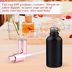 DMuuuDM 6 Pack 1 Oz Black Frosted Glass Spray Bottles,Empty Perfume Fine Mist Atomizer,Essential Oils,Body Sprays-Funnel&Pipette Included