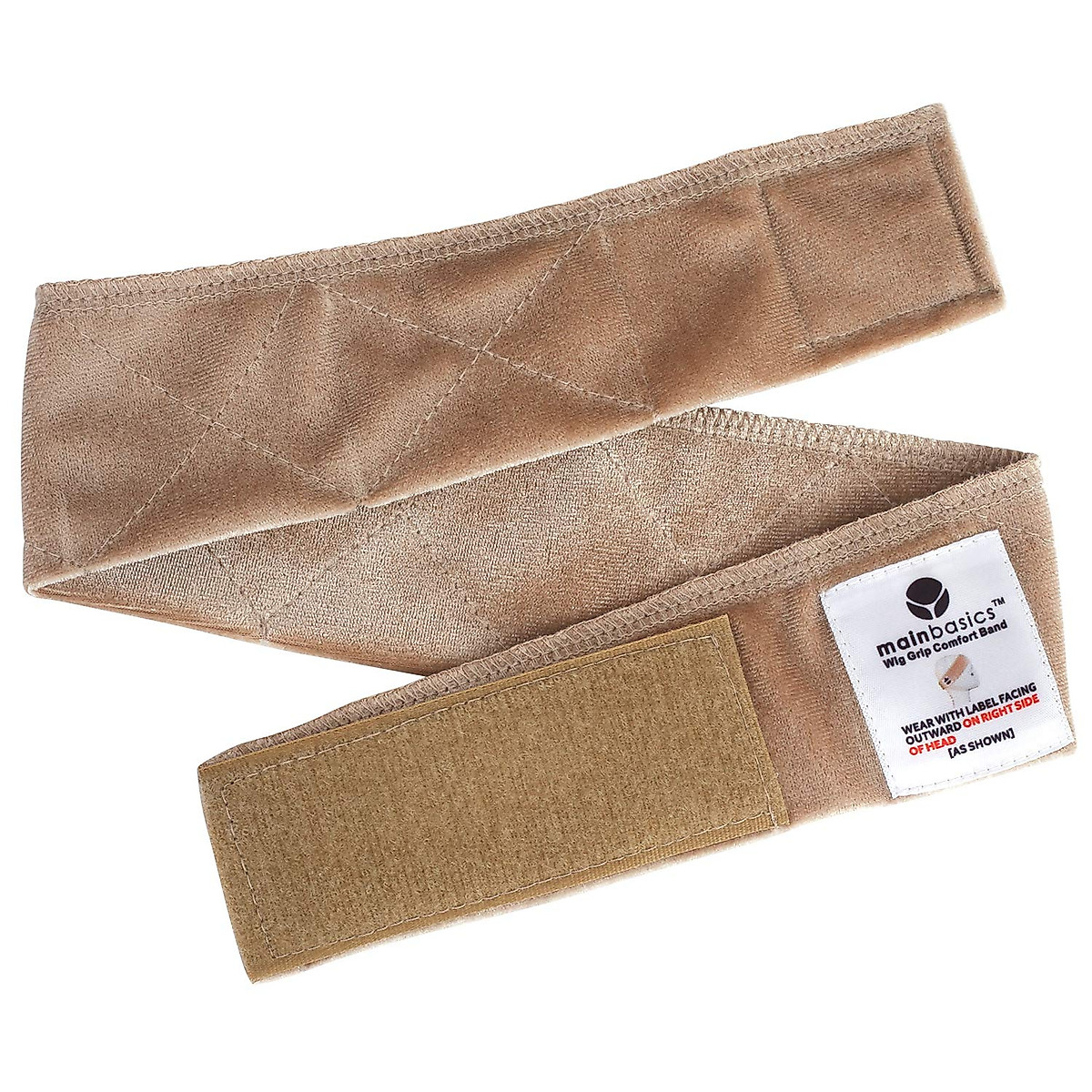 MainBasics Wig Grip Band for Keeping Wigs in Place Adjustable Velvet Wig Headband (Beige)