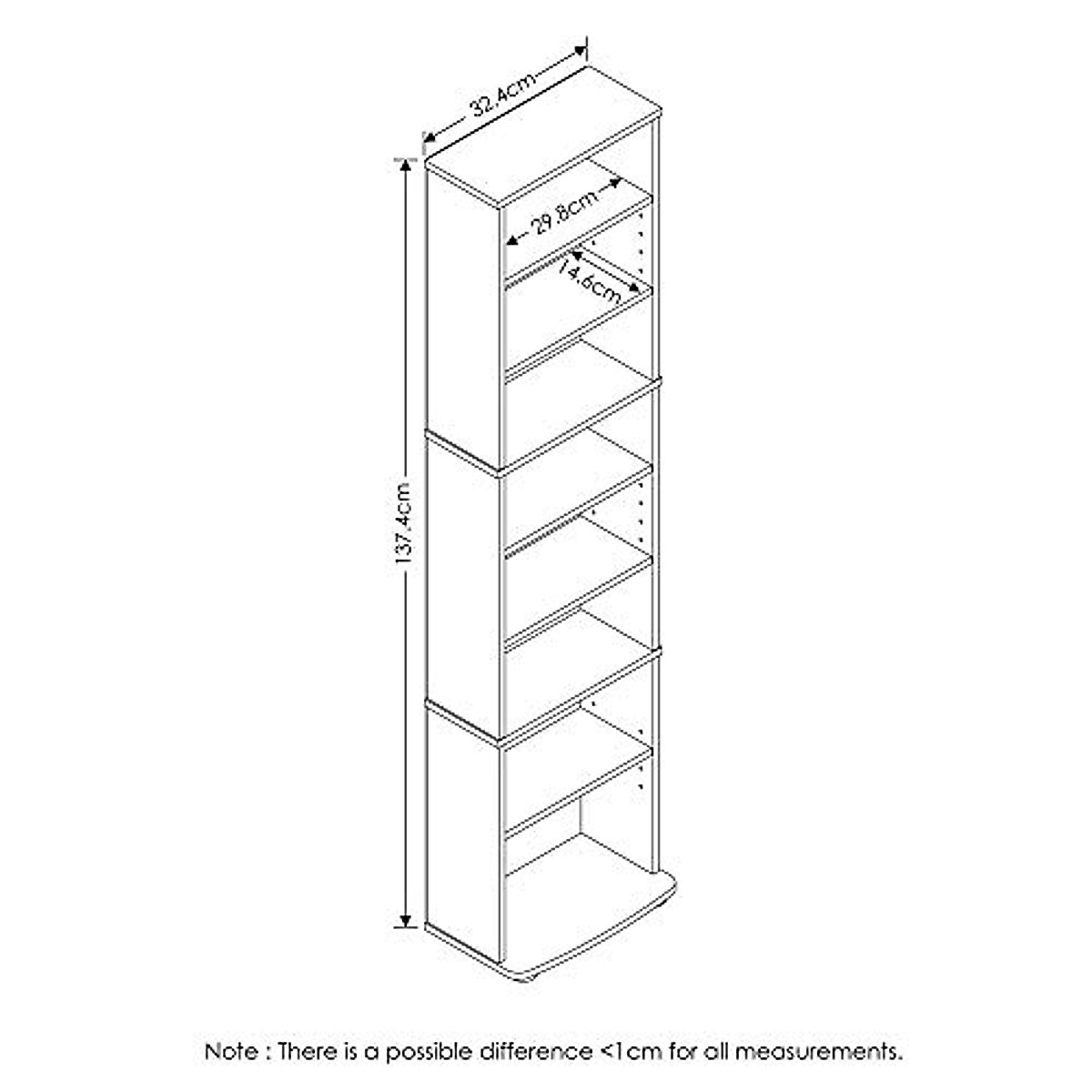 FURINNO JAYA Space Saving Multimedia Storage Tower, Espresso