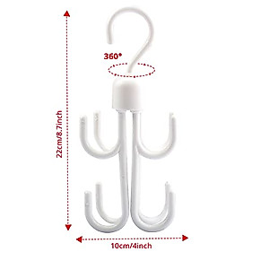 DEFUTAY Belt Hanger Scarf Tie Rack Holder Hook, 2 PCS Hangers for Closet,360 Degree Rotating Closet Clothes Hangers with 8 Claws for Hanging, Scarf,Hats, Towels,Bags, Shoes,Ties