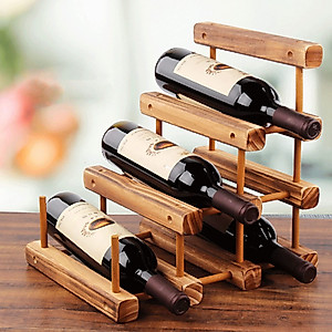 IWNTWY Wine Racks Countertop, 12 Wine Bottle Holder Stand, Freestanding Floor Wine Storage Shelf, DIY Assembly Wooden Wine Rack Water Bottle Organizer for Home Kitchen Cabinet Bar Wine Gifts