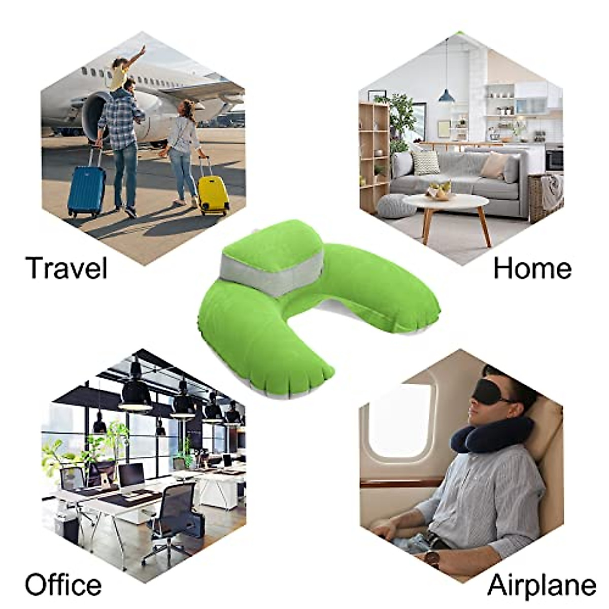 PATIKIL Travel Neck Pillow, U Shaped Pillow Portable Head Neck Support Travel Neck Flight Pillow with Storage Pouch for Airplane Train Office, Green