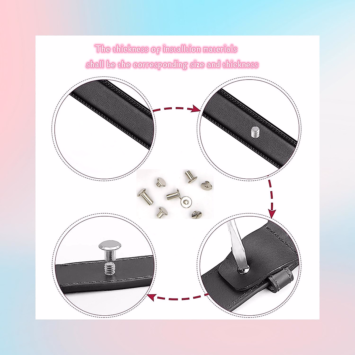 ALLOYMSYY 110 Sets Chicago Screws Leather Rivets Kit， for Binding Screws Trim and Repair Leather Craft Belt, Bag, Shoe, Purse Binding (Silver，M5*4.5.6.8.10.12.)