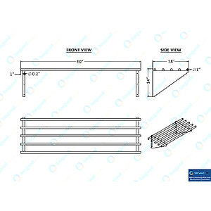 AmGood 60" Long X 18" Deep Stainless Steel Tubular Wall Shelf | NSF Certified | Appliance & Equipment Metal Shelving | Kitchen, Restaurant, Garage, Laundry, Utility Room