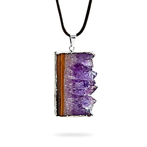 Ayana Crystals Handcrafted Amethyst Geode Necklace - Silver Plated: Genuine Natural Amethyst, February Birthstone – Third Eye & Crown Chakra Activation for Aquarius & Pisces Zodiac Signs