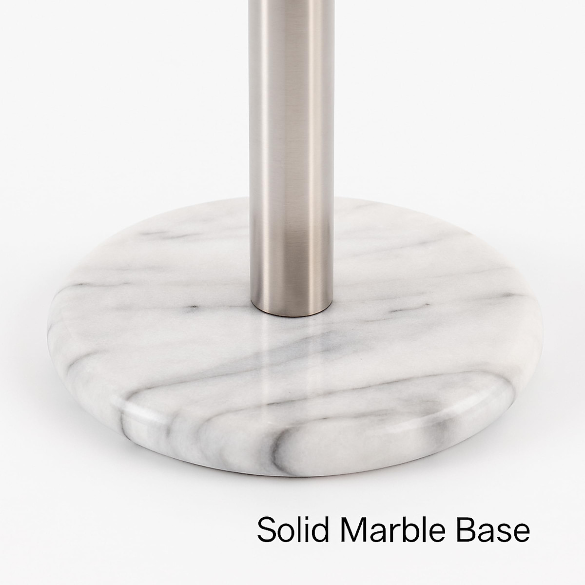 Creative Home Natural Marble Base Paper Holder Kitchen Towel Dispenser with Chrome Plated Pole, 5-1/2" Diam. x 12-5/8" H, Off-White (patterns may vary)