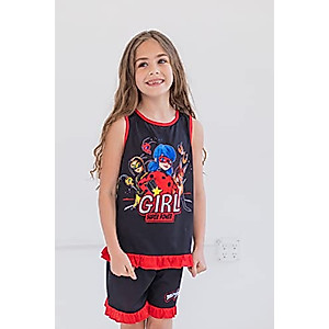 Miraculous Ladybug Rena Rouge Little Girls Ruffle Tank Top Shirt & Pajama Shorts Set 6 Black