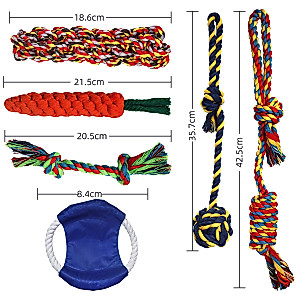 RIGHTPARTS Dog Rope Toys for Small & Medium Large Breed Dogs,Dog Chew Toys for Aggressive Chewers, Cotton Dog Teeth Cleaning Toys, Tug of War Dog Training