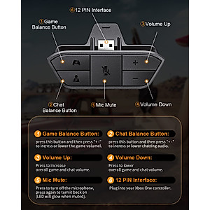 OLCLSS Stereo Headset Adapter for Xbox One, Black, 3.5mm Audio Jack, Compatible with Xbox One Controllers