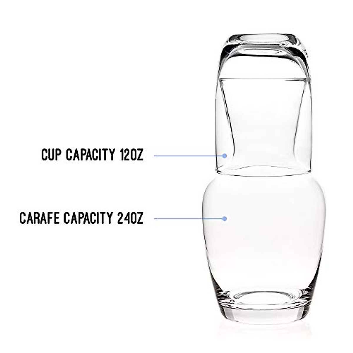 Trinkware Bedside Carafe With Tumbler - Clear Glass - 2 Piece Water Pitcher And Cup Night Set