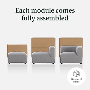 Zinus Luca Reversible Chaise Sectional Sofa, Modern Style, Flexible Modular Design, Easy Tool-Free Assembly, Grey