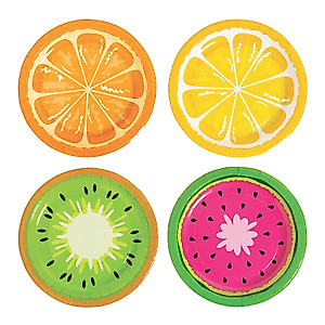 Fun Express - Tutti Frutti Fruit Dessert Plate for Party - Party Supplies - Print Tableware - Print Plates & Bowls - Party - 8 Pieces