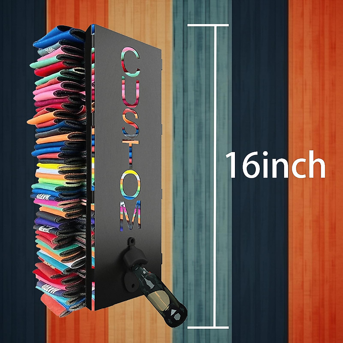 Can Cooler Holder,Beer Bottle and Can Cooler with Beer Opener,Personal Wall Mounted Metal Can Cooler Dispenser, 2 in 1 Custom Bottle Opener with Can Holder for Beer Drinker(16 inch)