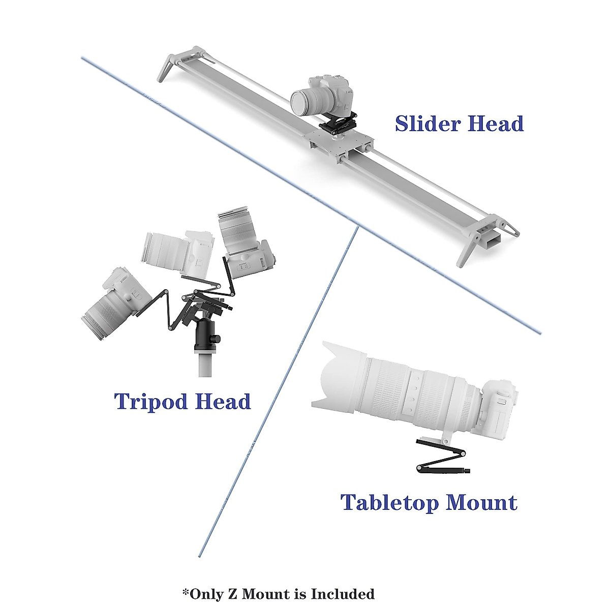 Z Flex Tilt Tripod Head - Flexible Angle Pan & Tilt Head/Universal Multiway Camera Tripod Connecting to Monopod Slider Rail Stabilizer Gimbal|Compact Folding Z Bracket Mount Fits Most DSLR Camera