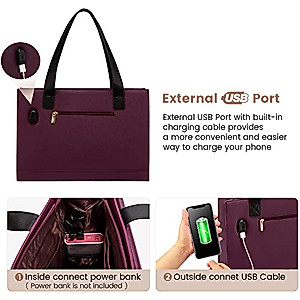 LOVEVOOK Laptop Bag for Women 15.6 Inch Tote Work Professional Leather Computer Briefcase Waterproof Handbag Shoulder Large Capacity Business Teacher Office Crossbody Purse