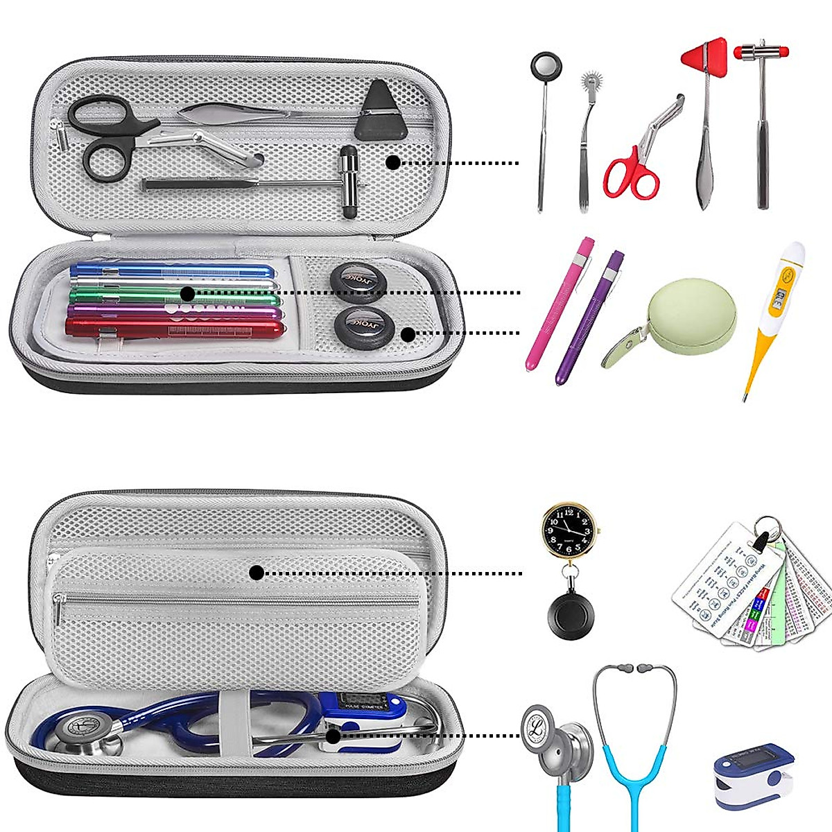 Zaracle Hard Stethoscope Travel Carrying Case for 3M Classic III,Lightweight II S.E,MDF Acoustica Deluxe Stethascopes and More - Extra Room for Accessories (Black)