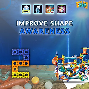 Tido Toys 110 pcs STEM Magnetic Building Block Tiles Toy Set with Marble Run Light Up Rolling Balls