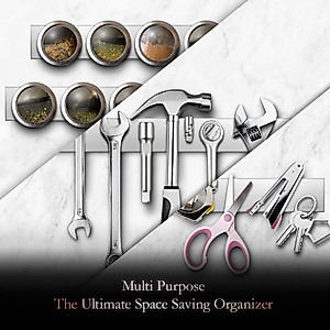 Luxiluxy Magnetic Knife Strip with 3M Adhesive Tape - No Drilling - 16 Inch Stainless Steel Magnetic Knife Holder for Wall - Knives Bar Rack for Kitchen Utensil, Art Supply & Tool Organizer