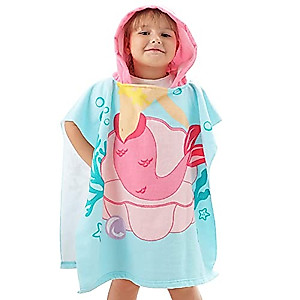 NovForth Kids Beach Towel for Boys Girls, Mermaid Hooded Bath Towel Wrap, Toddler Pool Towel with Hood