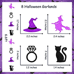 Fangleland Halloween Witch Party Streamer Garlands Purple, Bachelorette Bridal Shower Ceiling Wall Hanging Banner Decorations, Halloween Party Decor Supplies