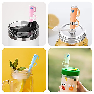 NiHome 6Pcs Silicone Straw Cover Cap Fit for Stanley 30 oz/40 oz Quencher H2.0 Cup, 0.4 inch/10 mm Straw Toppers Compatible with Stanley Tumbler, Dust-proof Straw Tip Lids, BPA-Free, Reusable