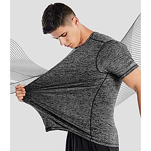 Zengjo Mens Workout Shirts(L,Marled Charcoal)