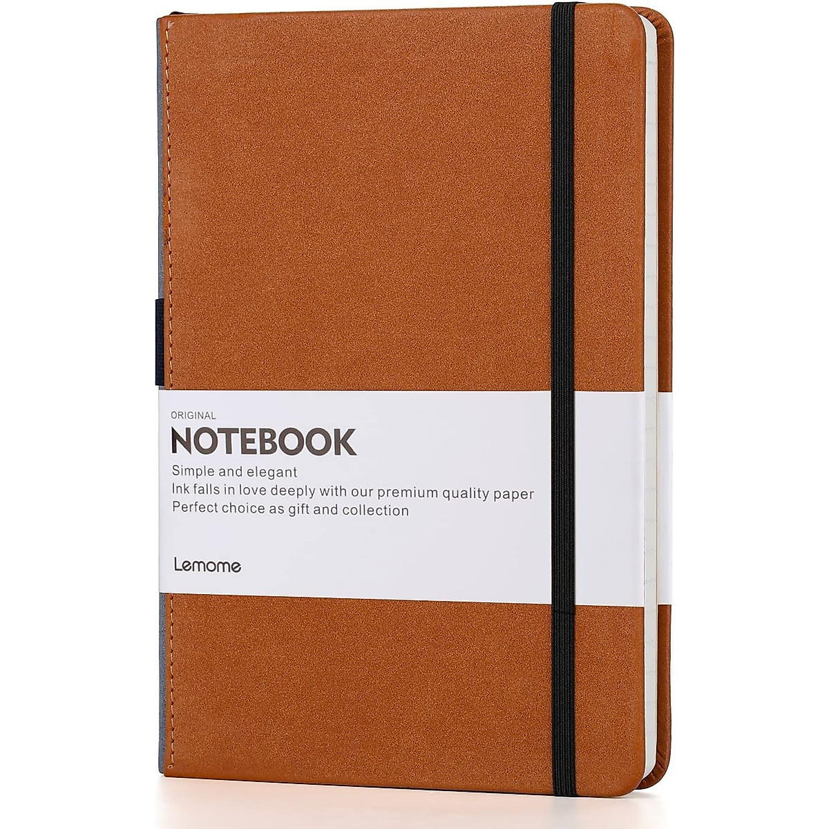 Lemome Thick Classic Notebook with Pen Loop A5 College Ruled Hardcover Writing Notebook with Pocket + Page Dividers Gifts, Banded, Large, 180 Pages, 8.4 x 5.7 in