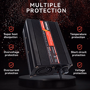 WAOUKS 84V 3A Charger 84V Li-ion Battery Charger DC C13 Connector Used for 20S 72V 74V Lithium Battery Battery Black Aluminum Case with Cooling Fan