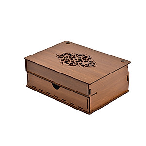 Reynoon Jewelry Box Organizer - Wood (Hard MDF) Jewelry Holder, 2 Layer, 6 Compartment, 1 Drawer Stackable Design, Wooden Jewelry Box Gift, Storage Case for Rings, Earrings, Necklaces, Bracelets