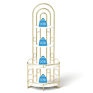Arched Bookshelf，4 Tier Corner Shelf Stand,Open Bookshelf,Gold Bookcase for Living Room,Home Office, Study, Bedroom,Bathroom Modern Style(White + Gold)